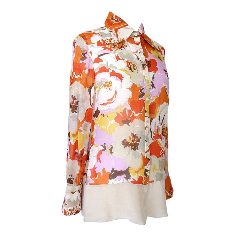 Valentino Silk Blouse – Abstract Floral Print in Chiffon