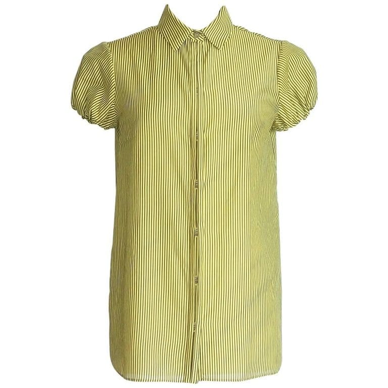 Versace Top Yellow Brown Striped 42 8 | Mightychic