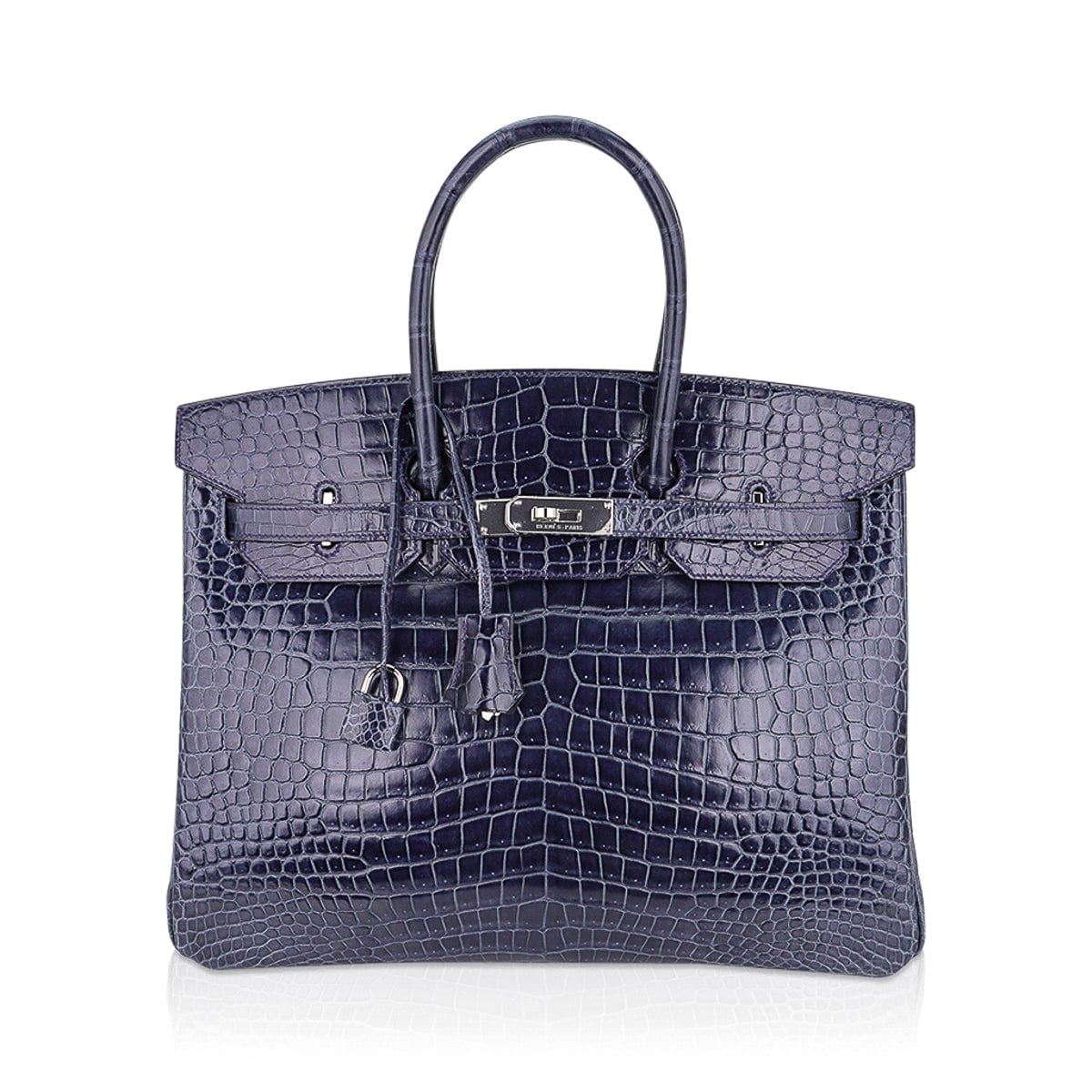 Hermes Birkin 35 Bleu Roi Porosus Crocodile Palladium Hardware | Mightychic
