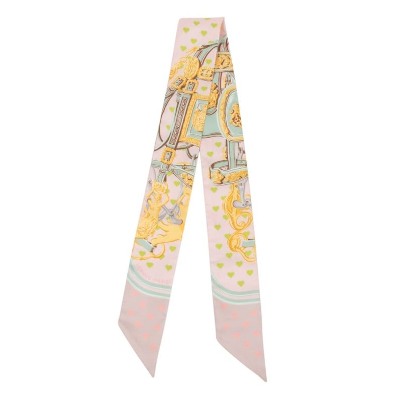 Hermes Twilly Love Heart Brides De Gala Parme Vert D'Eau Vieux Rose ...