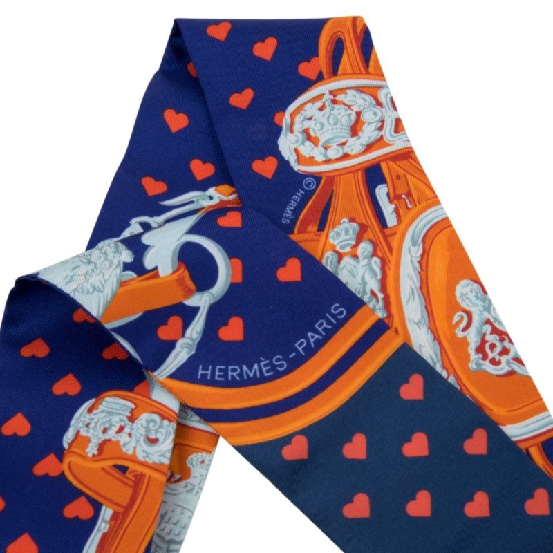 Hermes Twilly Love Heart Brides De Gala Ultra Violet / Marine / Orange ...