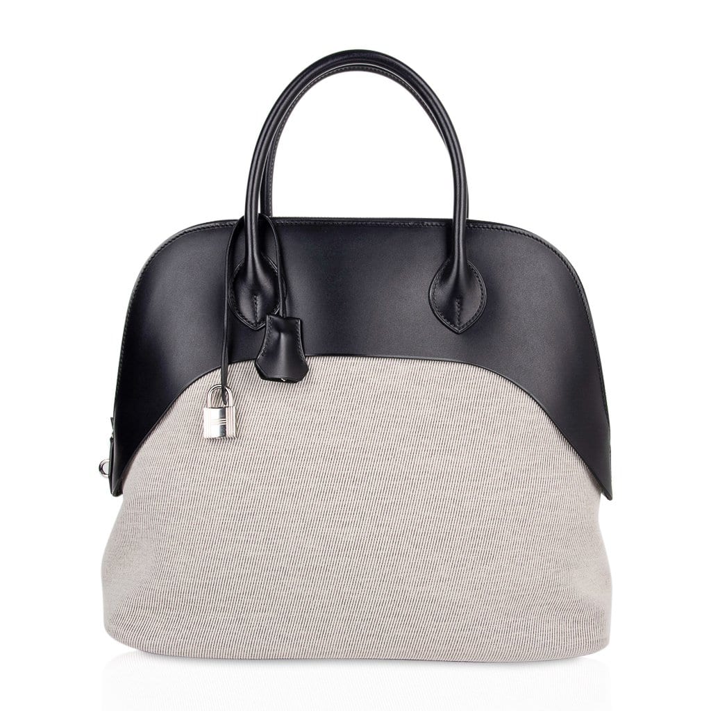 Hermes Paddock Bolide 35 Bag Toile Black Vache Hunter Leather Limited ...