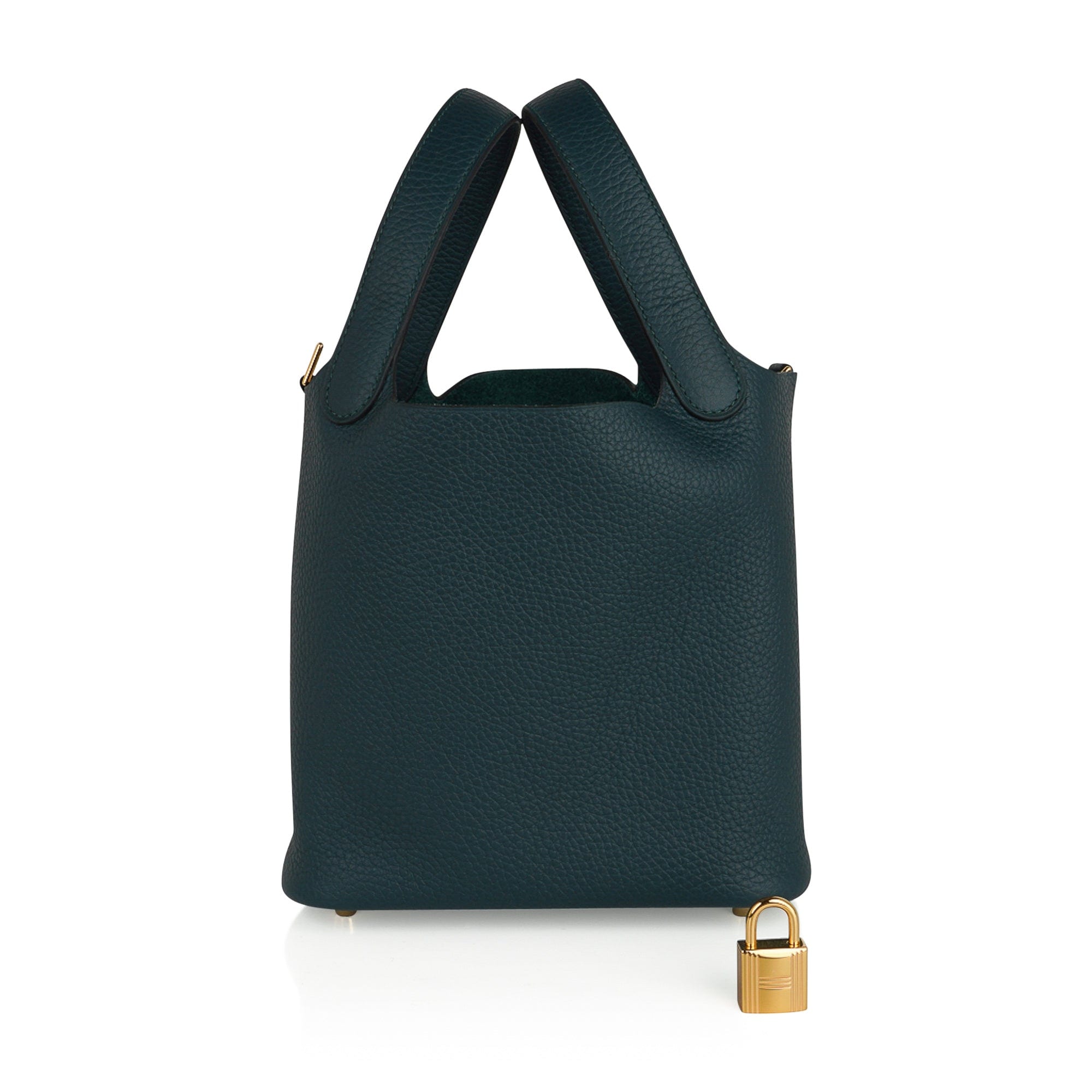 Hermes Lock 18 Bag Vert Cypress Gold Hardware Clemence Leather | Mightychic