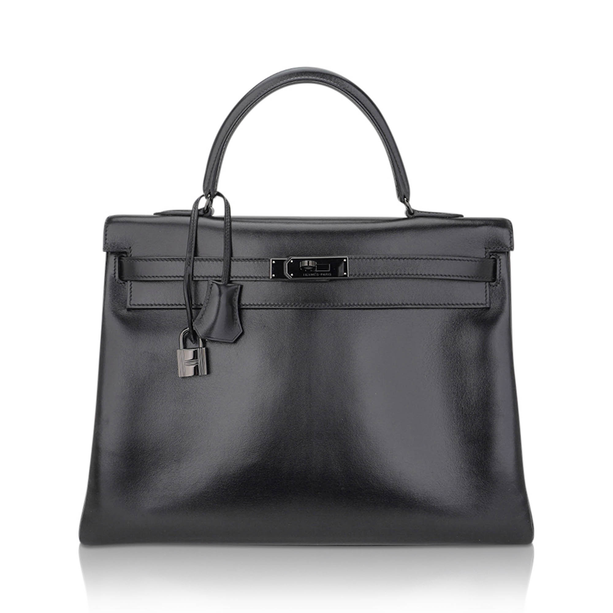 Hermès Kelly 32 So Black Heritage Box with Black PVD Hardware | Mightychic
